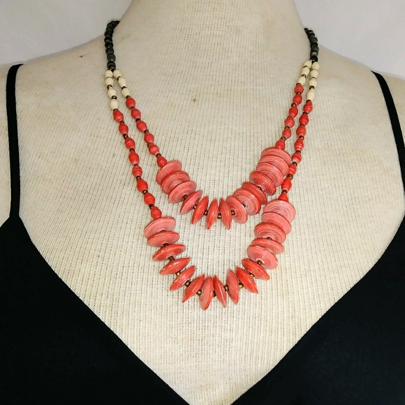 Teng Yue | Jewelry | Teng Yue Coral Paper Bead Necklace | Poshmark